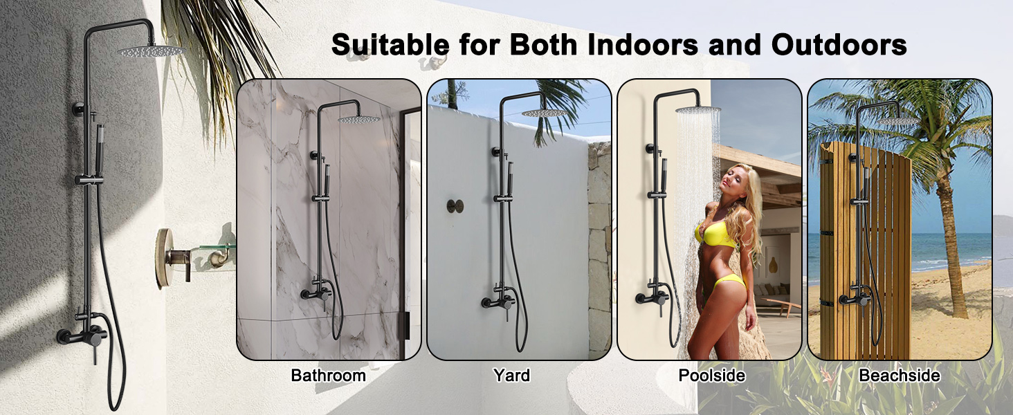 Amazon.com: RBROHANT Outdoor Shower, Wall Mount Outdoor Shower Kit, Outside Shower Faucet with ...