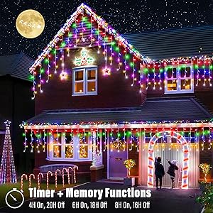 Lomotech 35Ft RGB Color Changing Icicle Lights - Waterproof Christmas ...