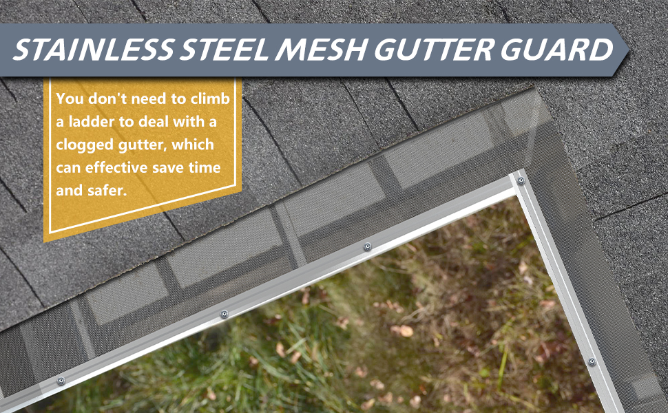 Flamorrow Stainless Steel Gutter Guard, 23Ft Gutter Cover, Micro-Mesh ...