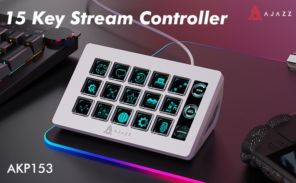 Amazon.com: AJAZZ AKP153 Stream Controller 15 Macro Keys LCD Custom ...