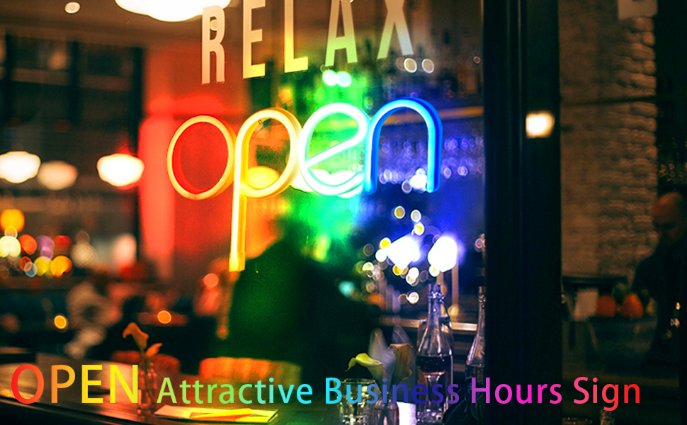 Amazon.com : Open LED Neon Signs Light Business Hours Sign,Powered by USB Cord or AAA Batteries ...