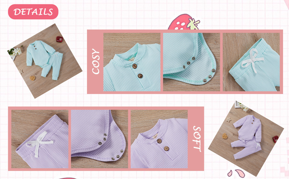 Amazon.com: Ledy Champswiin Winter Newborn Baby Boy Girl Clothes Set Ribbed Outfits Unisex ...