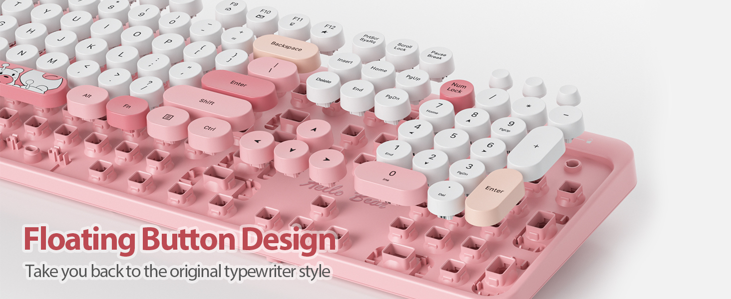 Amazon.com: SbocKeeb Wireless Typewriter Keyboard and Mouse Combo Retro ...