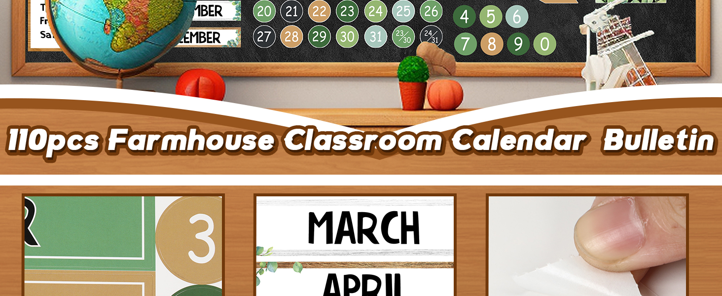 Amazon.com: QOUBAI Farmhouse Classroom Calendar Set Bulletin Board Sets ...