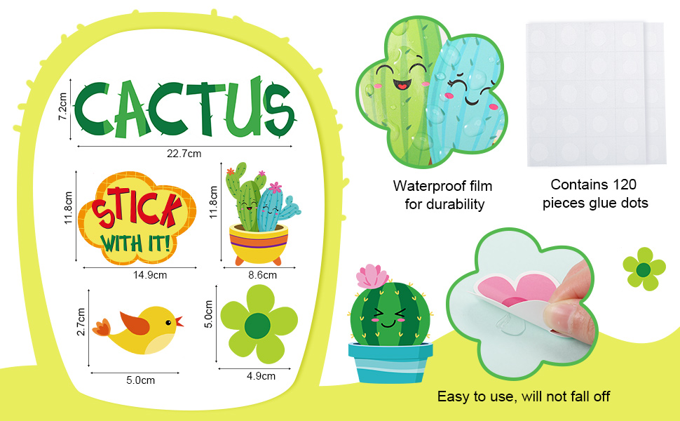 Amazon.com : 63 Pcs Cactus Bulletin Board Cactus Bulletin Board ...