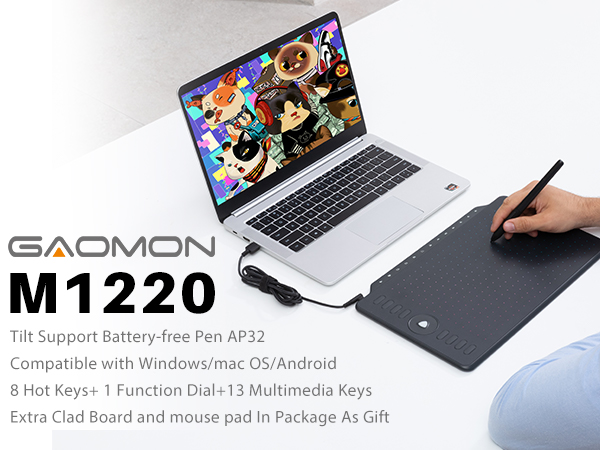 Mua GAOMON M1220 12’’ Tilt Supported 8192 Levels Graphic Tablet with 8 Express Keys & 13 ...