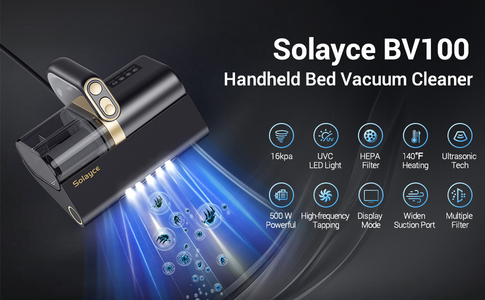 Amazon.com - Solayce Bed Vacuum Cleaner with UV-C Light, 16Kpa Suction 500W Powerful Double-Cup ...