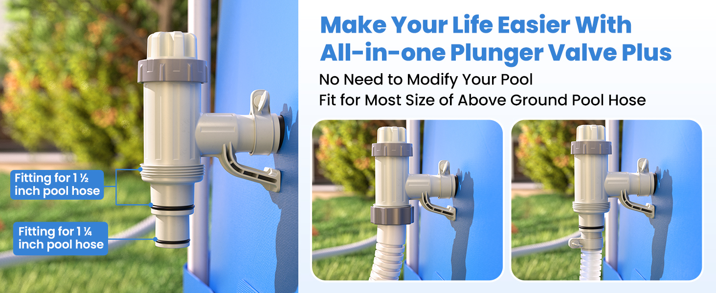Amazon.com: [ Patented ] POOLHACKER Plunger Valve Plus with Pool Hose ...