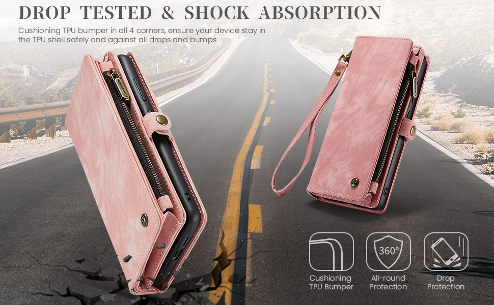 Amazon.com: Kowauri Wallet Case for Samsung Galaxy S24 FE, Zipper Purse Folio Leather Wallet ...