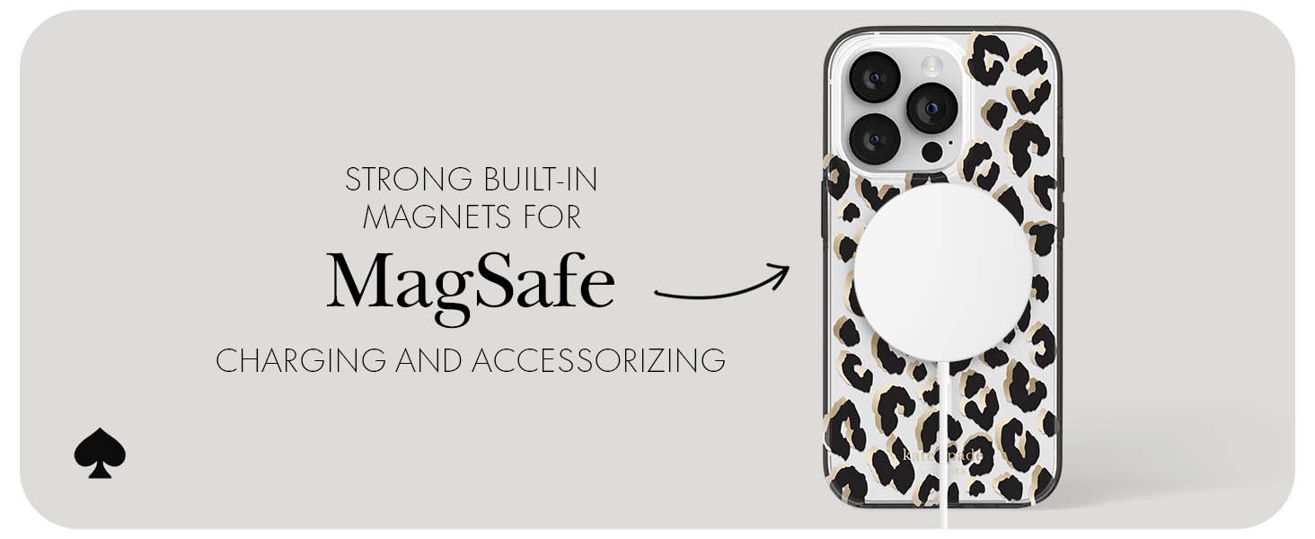 Amazon.com: kate spade new york iPhone 14 Pro Case, Compatible with MagSafe - City Leopard Black ...