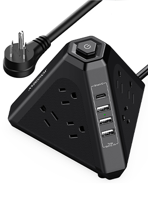 NVEESHOX Regleta Multicontacto, Extension en Torre Triángulo con 9 Enchufes de CA 3 USB y 1 USB ...