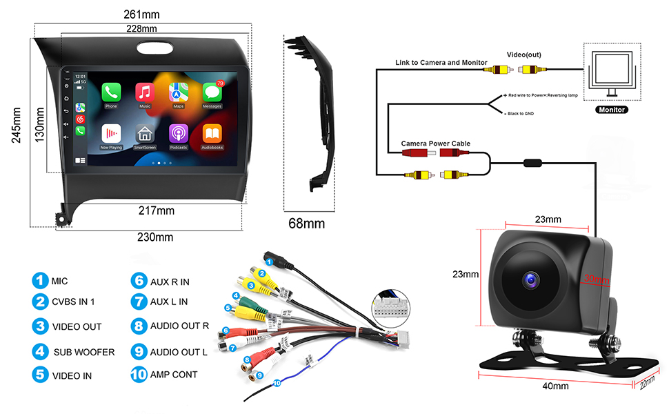 Amazon.com: Podofo Android 13 Car Radio for Kia Cerato K3 Forte 2013 2014 2015 2016 with ...