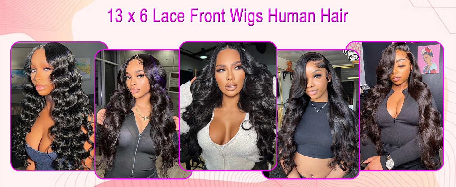 Amazon.com : Drosuud 30 Inch 13X6 Lace Front Wigs Human Hair 200% Density Body Wave HD Lace ...