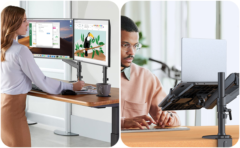 Gas Spring Laptop Mount with Adjustable Tray - Klearlook 2in1 Full ...