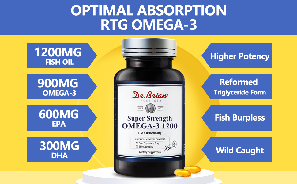Amazon.com: Dr.Brian Omega 3 Fish Oil - 1200 mg |180 Softgels Lemon Flavor rTG Omega3 | EPA ...