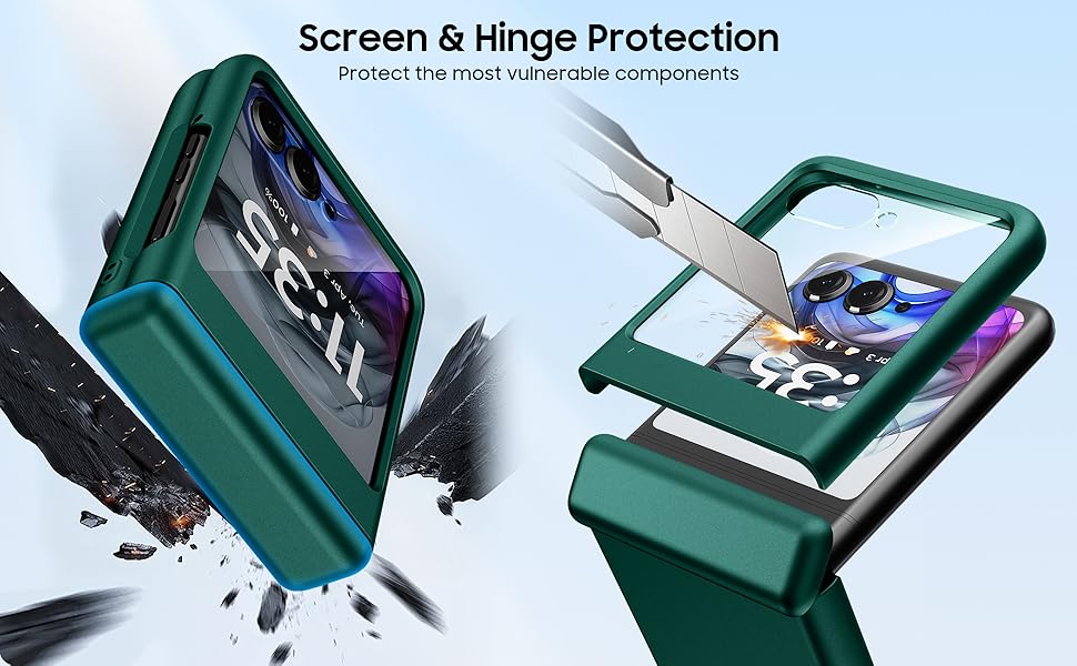 Amazon.com: MAKAVO for Motorola Razr 2024 Case, Built-in Outer Screen Protector & Hinge ...