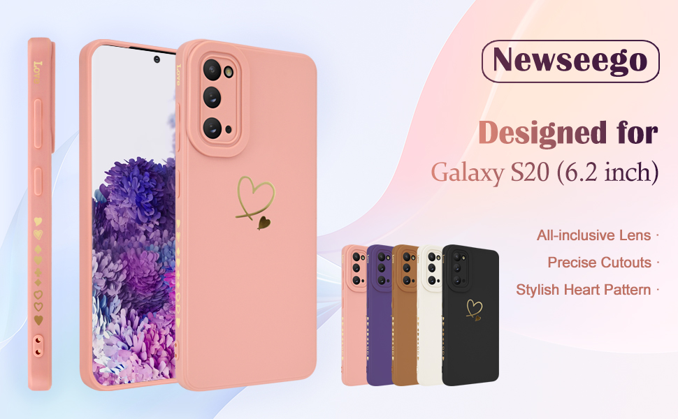Newseego Samsung Galaxy S20 Case for Girls Women, Cute Love Heart Pattern Phone Case Flexible ...