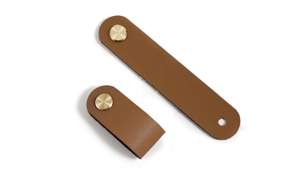 JIASENBAO Brown Leather Drawer Pulls 6 Pack Leather Handles Cabinet knobs for Kitchen Cabinet ...