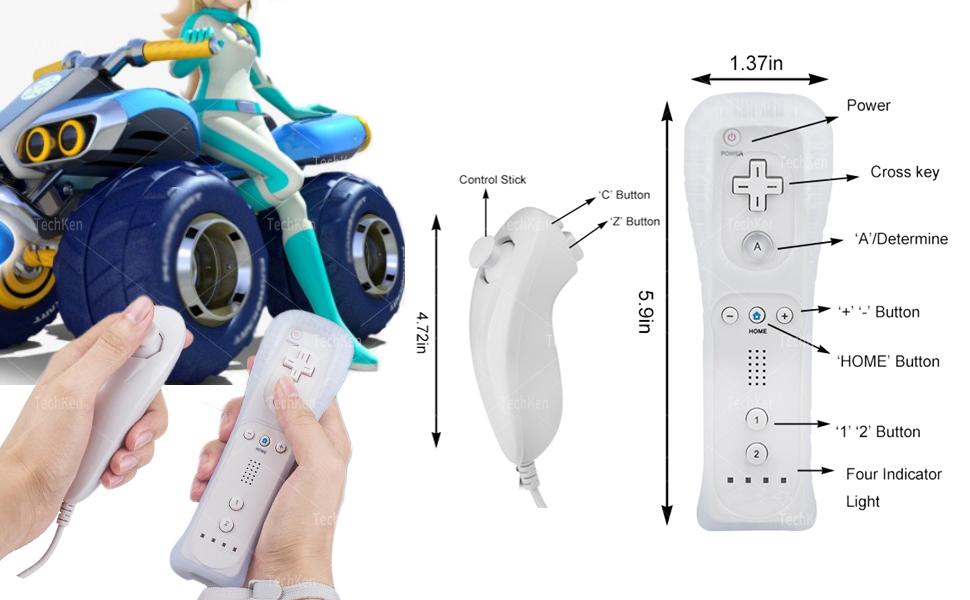 TechKen Wii Controller remoto con controller Nunchuck Wii con ...