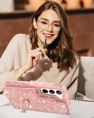 Amazon.com: Casewind for Samsung Galaxy S24 Plus Case,Glitter Wallet Case with [Screen Protector ...