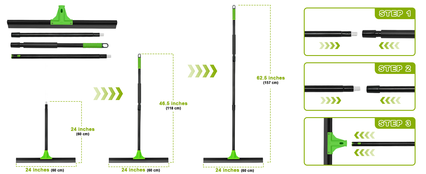 Amazon.com: DALIPER Rubber Floor Squeegee with 24” Heavy Duty Silicone Rubber Scraper Head and ...