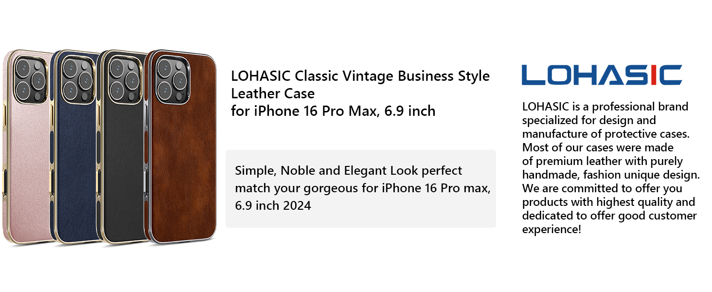 Amazon.com: LOHASIC for iPhone 16 Pro Max Leather Case, Slim Luxury Business Classic Shockproof ...