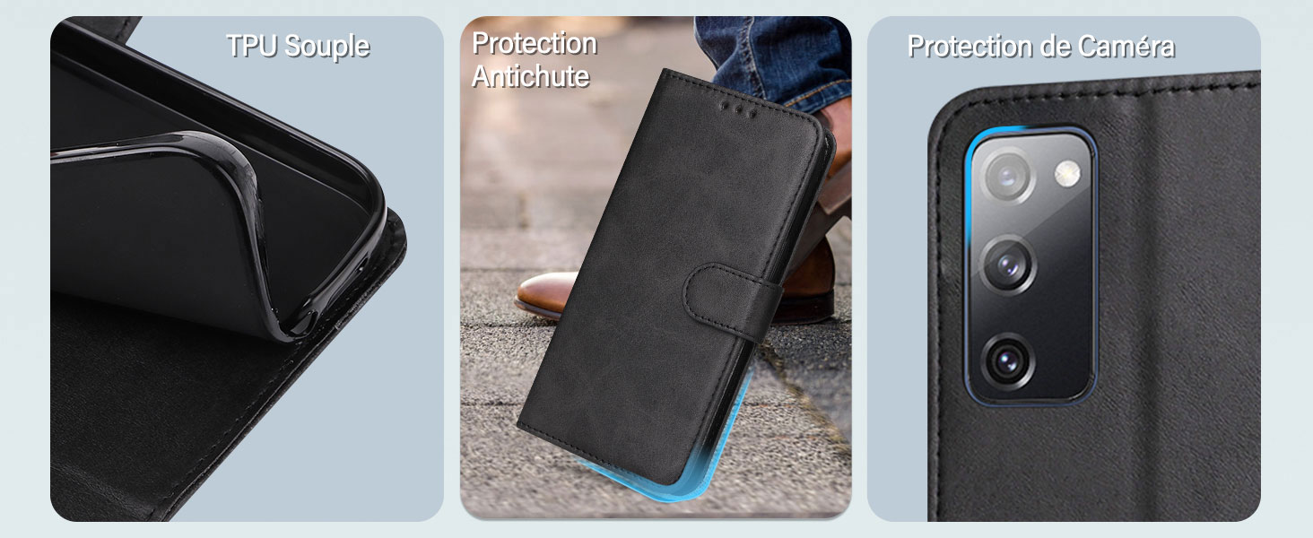 E-Lush Coque pour Samsung Galaxy S20 FE Cuir PU, Portefeuille Coque pour Samsung S20 FE Etui ...