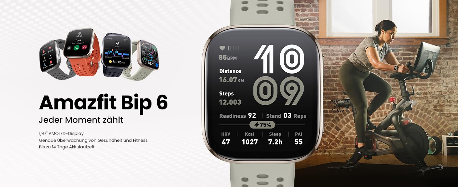 Amazfit Bip 6 Smart Watch 46mm, 14 Tage Akku, 1.97“ AMOLED, GPS & kostenloses Kartenmaterial, AI ...