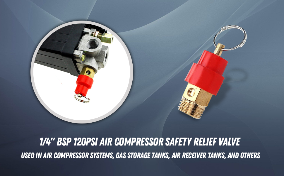 Dapetz ® 1/4'' BSP 120PSI Air Compressor Safety Relief Valve Pressure Release Regulator 9mm ...