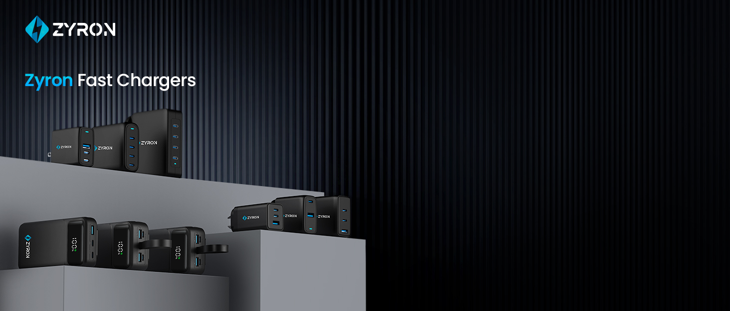 ZYRON 65W USB C Charger with GaN 3 Technology, Compact Travel Adapter, 3-Port 67W Fast Charging ...