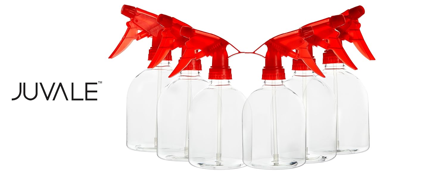 Amazon.com: Juvale Spray Bottles for Cleaning & Hair Care - 16 oz, Clear & Red, 6-Pack - Plastic ...