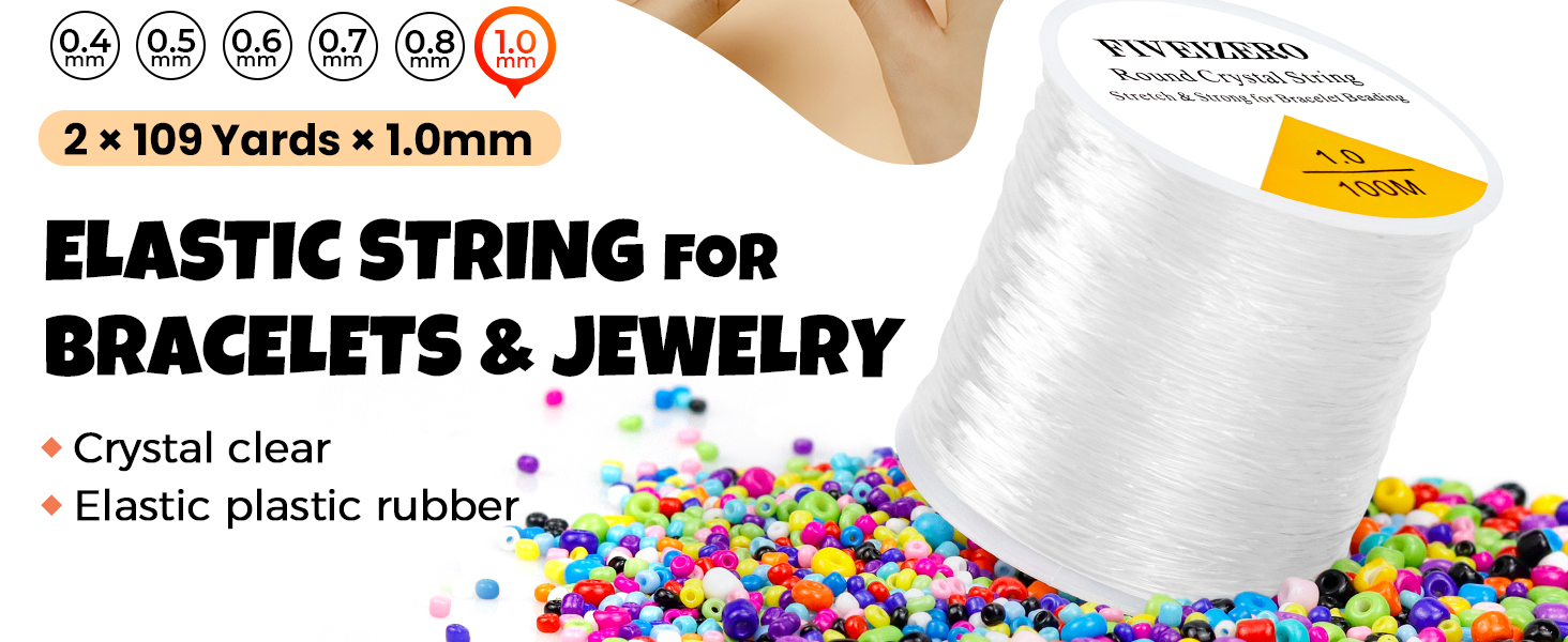 Amazon.com: 2 Rolls FIVEIZERO Elastic Bracelet String Cord – 0.4/0.5/0.6/0.7/0.8/1mm Clear ...