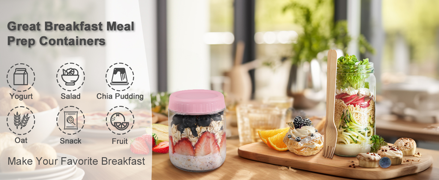Amazon.com: 9 Pack Overnight Oats Containers with Lids, 10 & 16 & 24 oz Mason Jars with Airtight ...