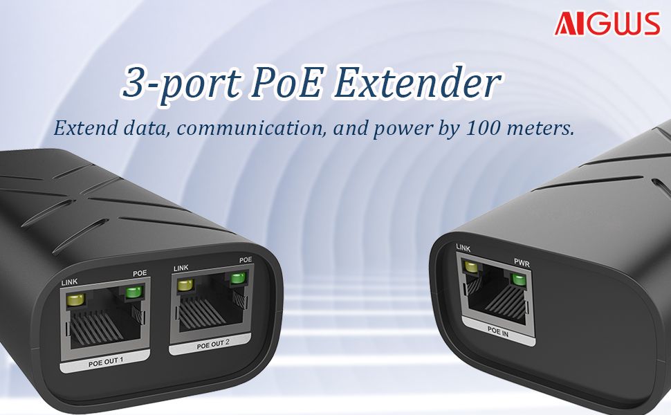 Amazon.com: AIGWS 3-Port 10/100M PoE Extender 1 in 2 Out, Unmanaged PoE Repeater IEEE 802.3 af ...