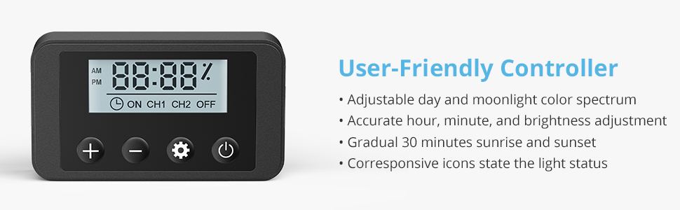 NICREW C10 Plants Freshwater LED Aquarium Light, Full Spectrum Fish Tank Light with LCD Screen ...