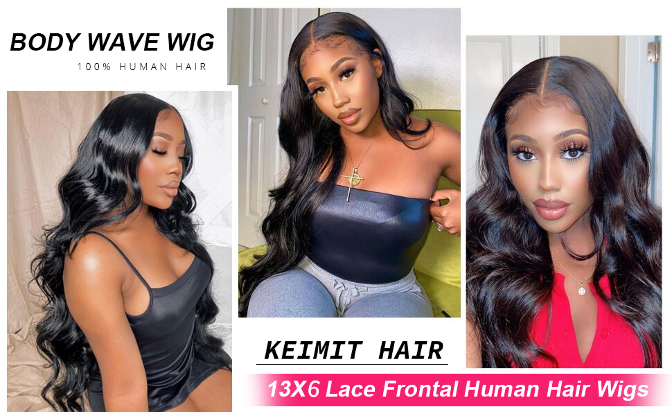 Amazon.com : KEIMIT 200 Density 13x6 Body Wave Lace Front Wigs Human Hair For Women HD ...