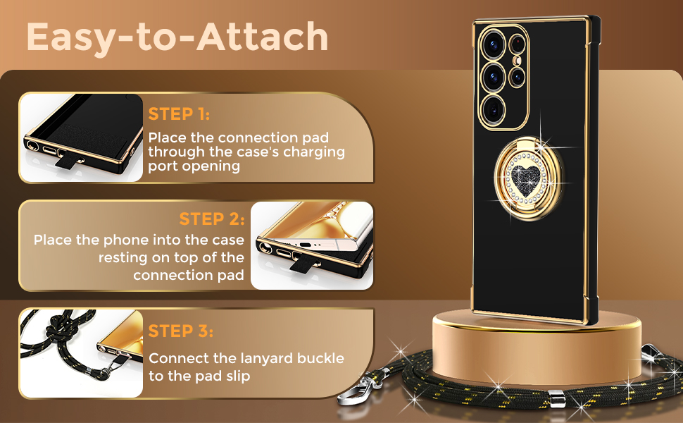 XYZ for Samsung Galaxy S22 Ultra Case with Stand, Double Ring Holder Case Heart with Lanyard for ...