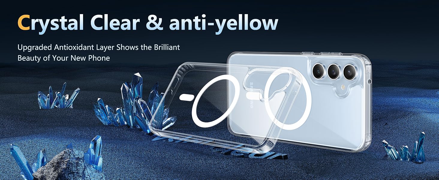 Amazon.com: FNTCASE Funda para Samsung Galaxy S24-FE: Funda delgada magnética transparente de ...