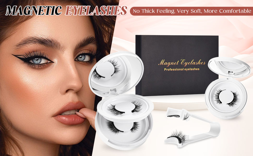 Amazon.com: 2 Pair Magnetic Eyelashes Natural look Reusable Magnetic Lashes with Applicator No ...