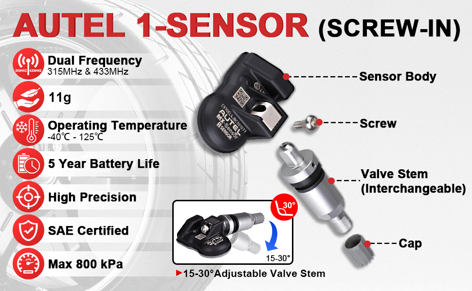 Amazon.com: Autel TPMS Sensor Universal 1 Sensor with Dual Frequency ...
