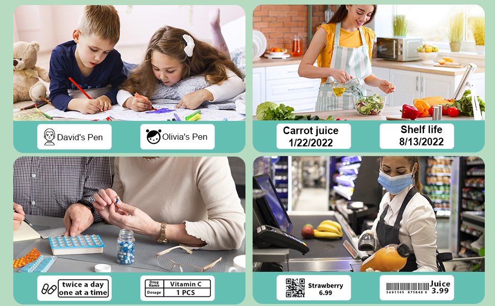 2 Rollos 15×30mm Etiquetas Adhesivas Blancas para Impresora D11/D110/D101(No Incluye Impresora ...