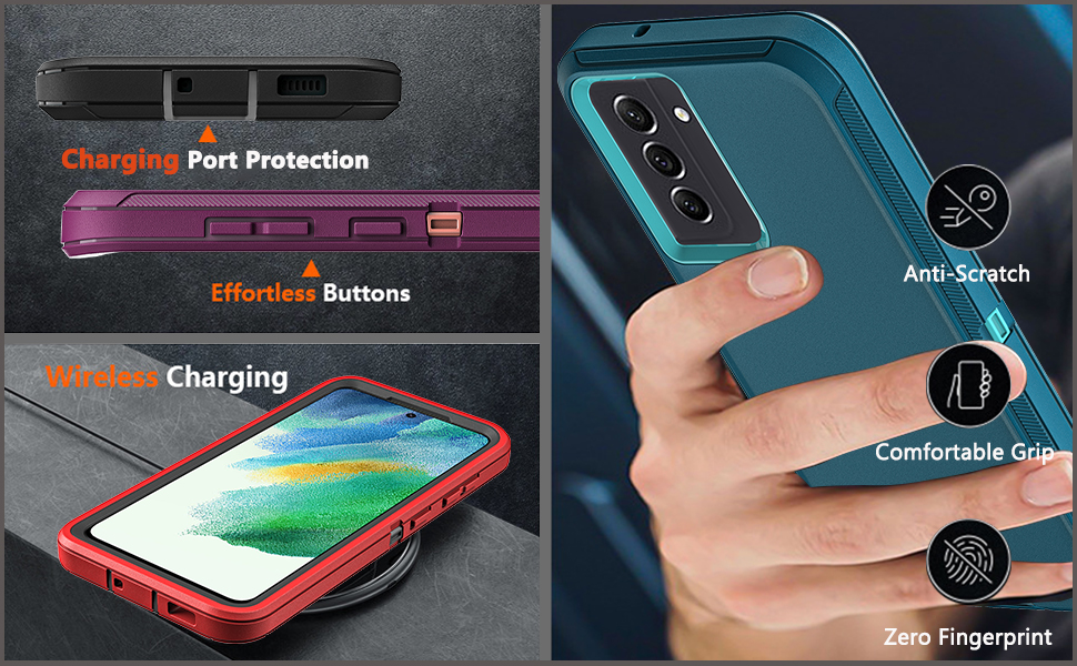 Amazon.com: YKHJKLEC for Samsung Galaxy S21 FE 5G Case, with 2Pcs [Nano Explosion-Proof Film ...