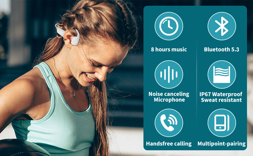 Amazon.com: MAIRDI Bone Conduction Headphone Bluetooth 5.3 - Open Ear ...