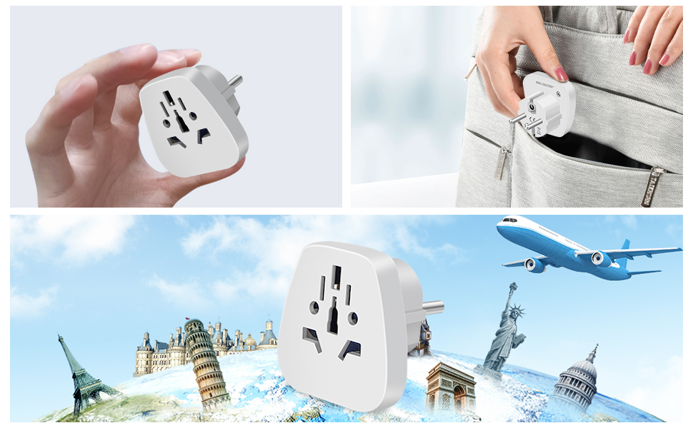 2PCS TISHOW Adaptateur Universelle Voyage pour UK/USA/Canada/Australie vers France,Prises Monde ...