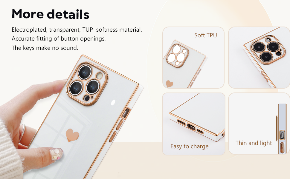 Amazon.com: IAIYOXI Case for iPhone 15 Pro Max - Rectangle Design, Full Camera Protection, Cute ...