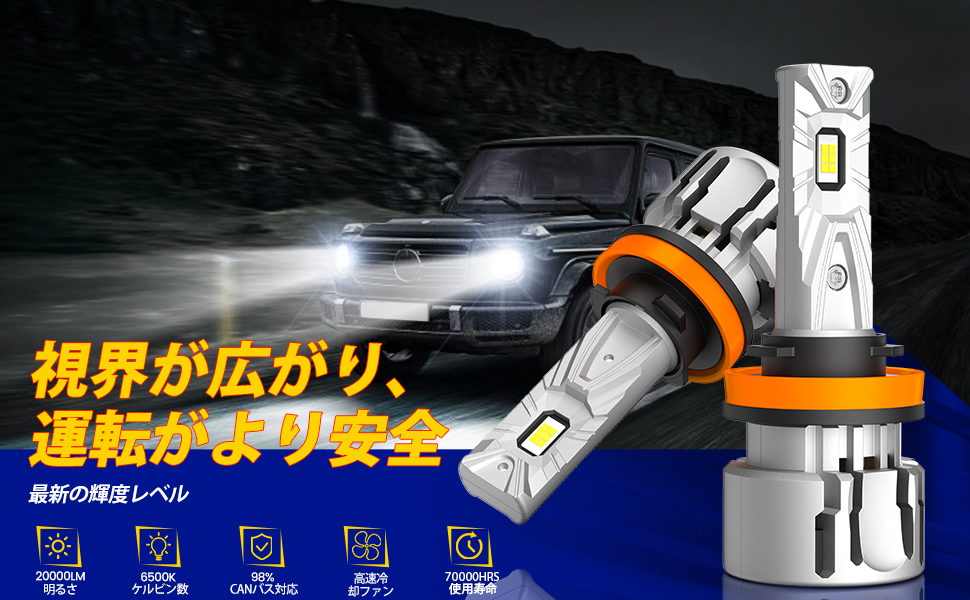 Amazon | FREERAP H11 LED ヘッドライト 車検対応 20000LM 25W*2 Hi/Lo h11ledバルブ ledライト h8 h11 h16 led フォグランプ ...