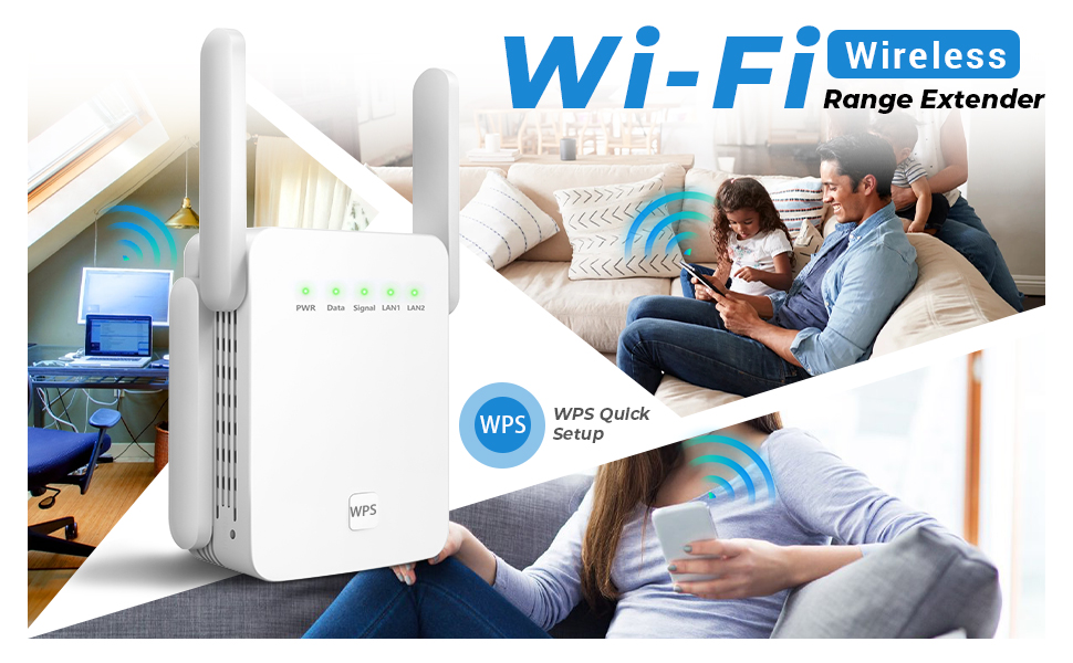 WiFi Extender Booster, 1200Mbps Dual Band WiFi Booster High Speed WiFi ...