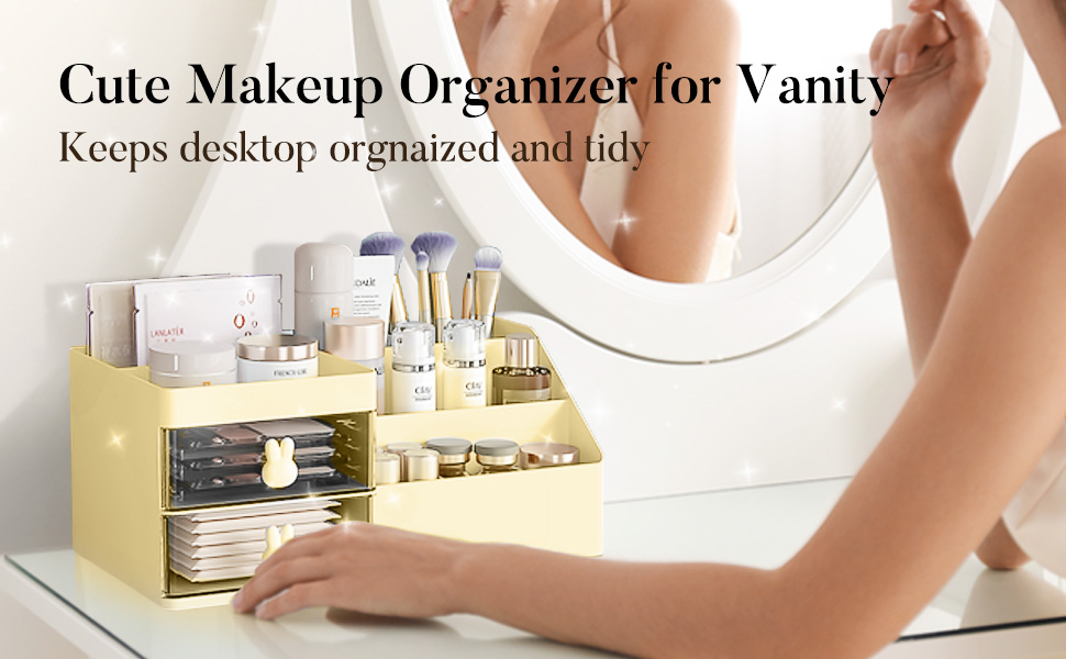 Amazon.com: Makeup Organizer, Cosmetic Desk Storage Box with Drawers Skincare Organizers for ...