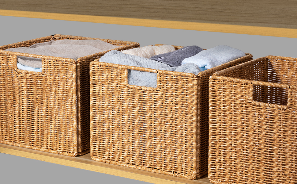 Amazon.com - 12X12X10in Wicker Storage Basket, Collapsible Wicker Cube ...