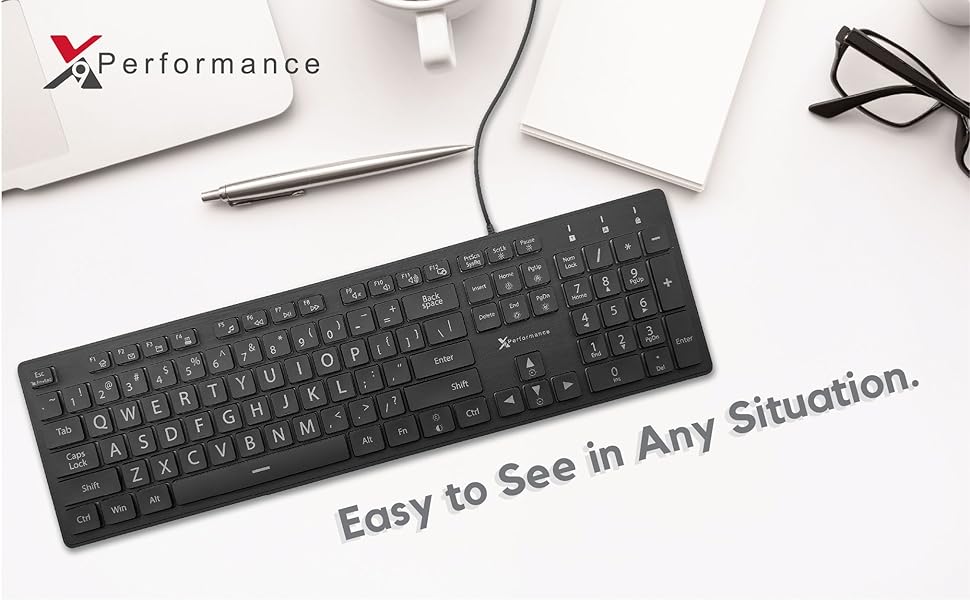 Amazon.com: X9 Performance Backlit Large Print Keyboard - Easy to See ...